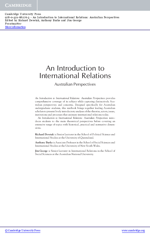 (PDF) An Introduction to International Relations