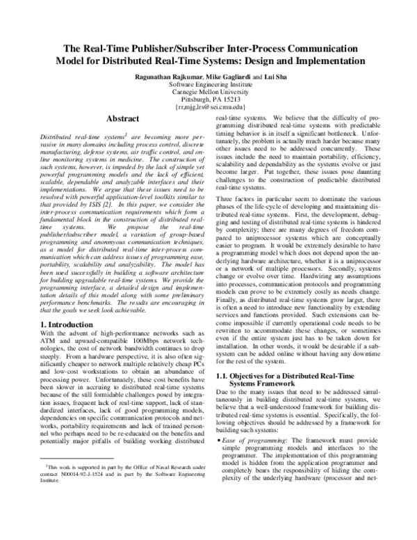 Pdf The Real Time Publishersubscriber Inter Process Communication Model For Distributed Real 4727