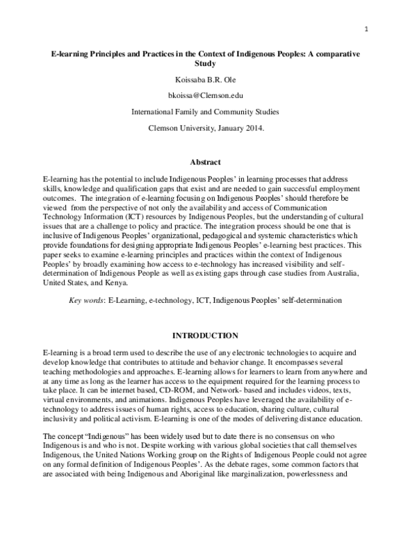 (PDF) E-learning Principles and Practices in the Context of Indigenous ...