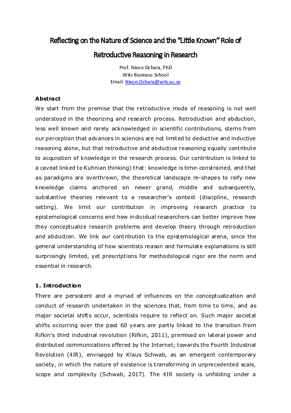 (PDF) Reflecting on the Nature of Science and the "Little Known" Role ...