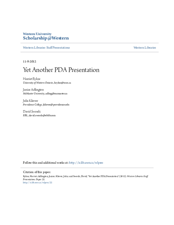 (PDF) Yet Another PDA Presentation