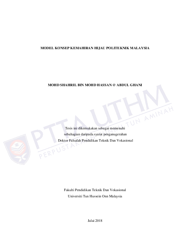 (PDF) Model konsep kemahiran hijau Politeknik Malaysia
