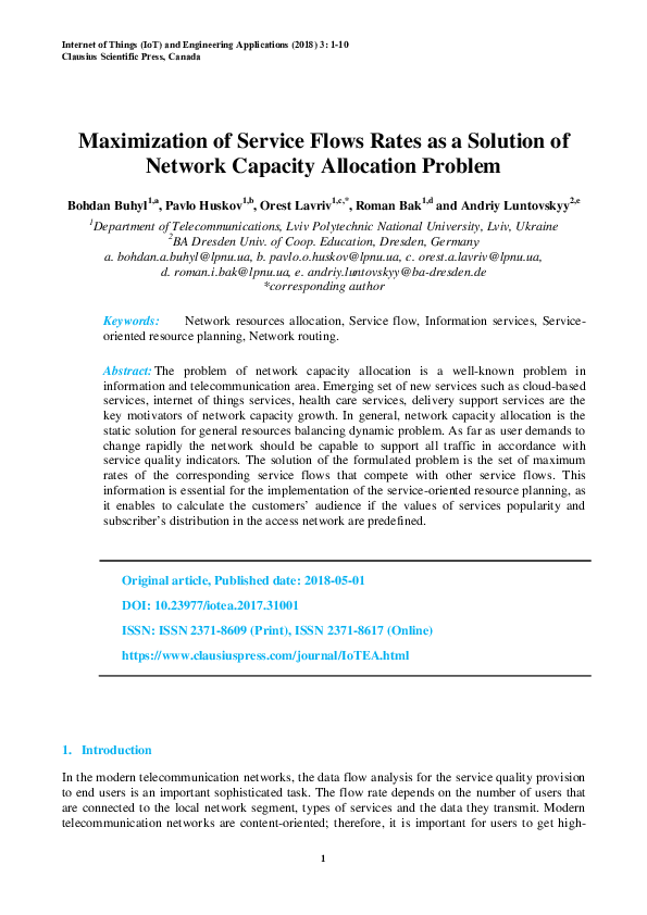 (PDF) Maximization of Service Flows Rates as a Solution of Network ...