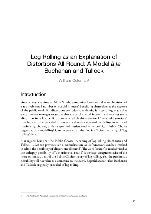 (PDF) Log Rolling as an Explanation of Distortions All Round: A Model à ...