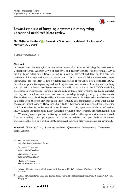 (PDF) Towards the use of fuzzy logic systems in rotary wing unmanned ...