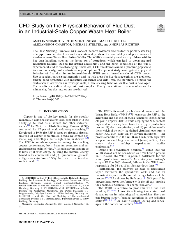 (PDF) CFD Study on the Physical Behavior of Flue Dust in an Industrial ...