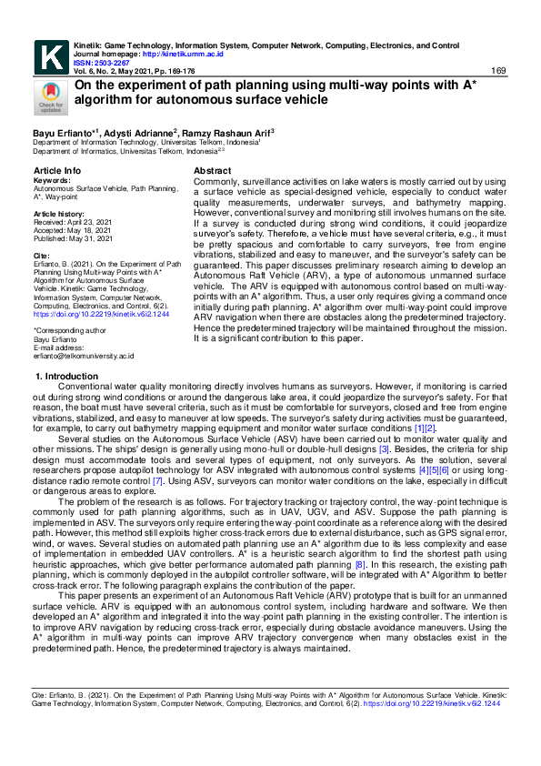 (PDF) Experiment of Path Planning Using Multi-way Points with A* ...