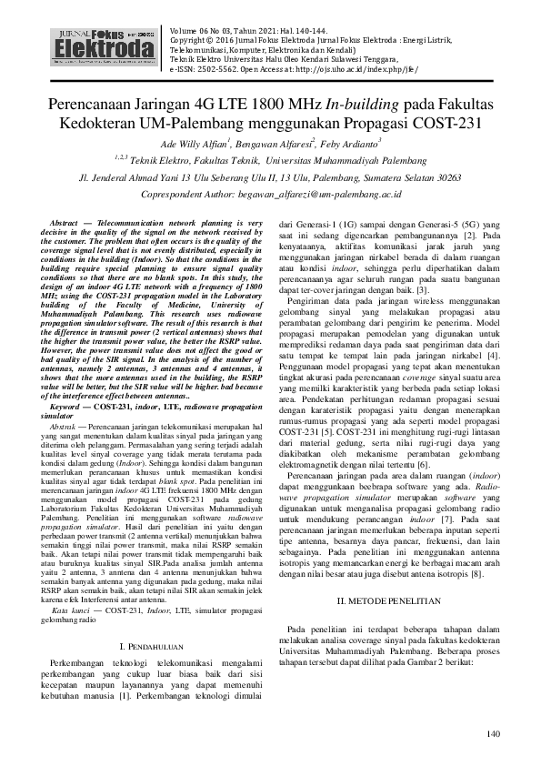 (PDF) Perencanaan Jaringan 4G LTE 1800 MHz In-building pada Fakultas ...