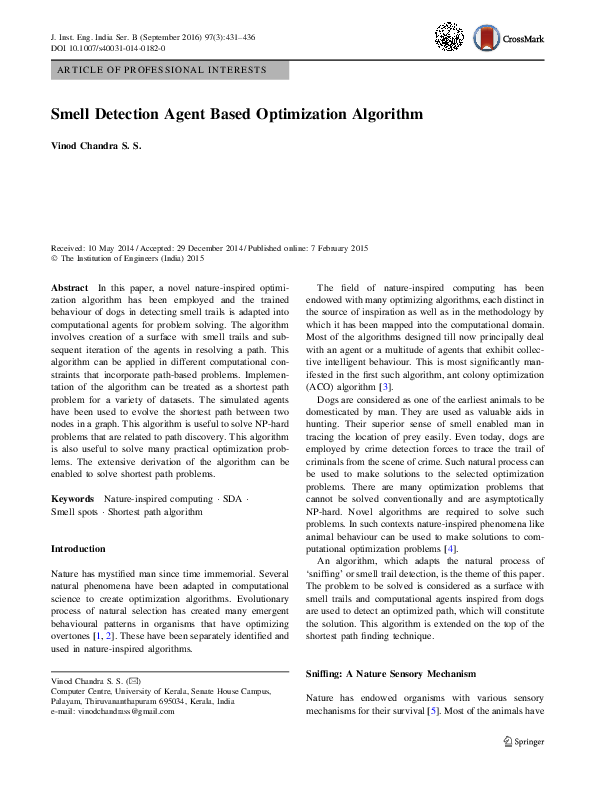 Pdf Smell Detection Agent Based Optimization Algorithm