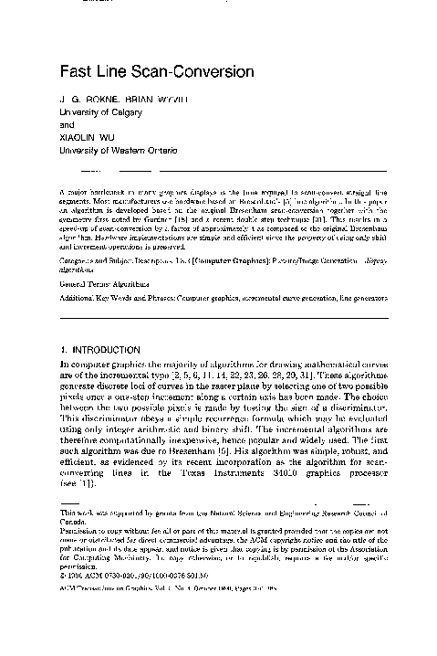 (PDF) Fast line scan-conversion | Brian Wyvill - Academia.edu