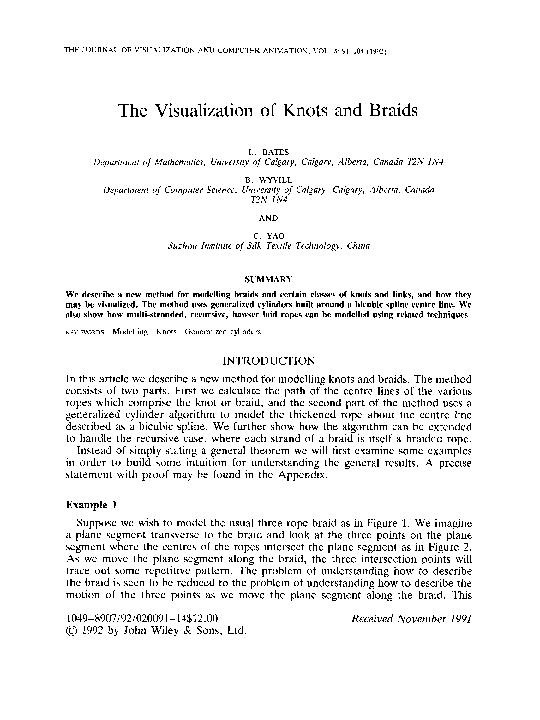 (PDF) The visualization of knots and braids