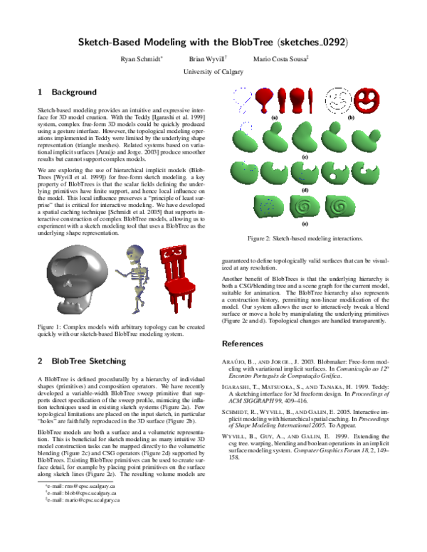(PDF) Sketch-based modeling with the blob tree