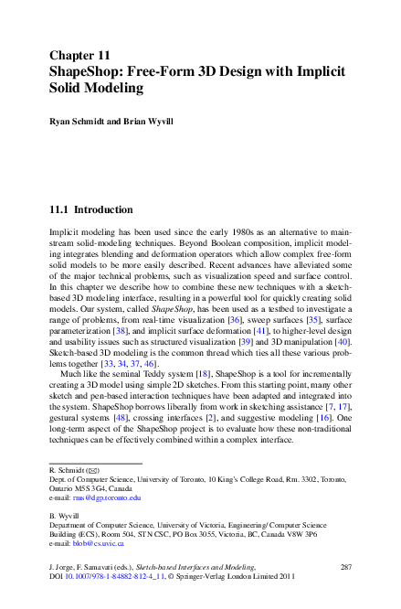 (PDF) ShapeShop: Free-Form 3D Design with Implicit Solid Modeling