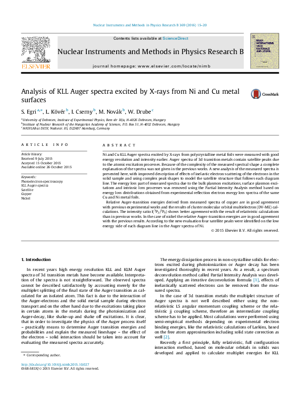 (PDF) Analysis of KLL Auger spectra excited by X-rays from Ni and Cu ...
