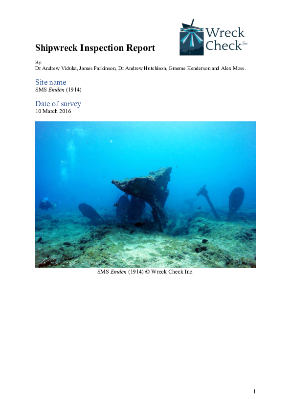 (PDF) Wreck Check Inc - Emden 2016 site inspection - unpublished report