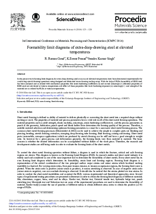 (PDF) Formability Limit Diagrams of Extra-deep-drawing Steel at Elevated Temperatures