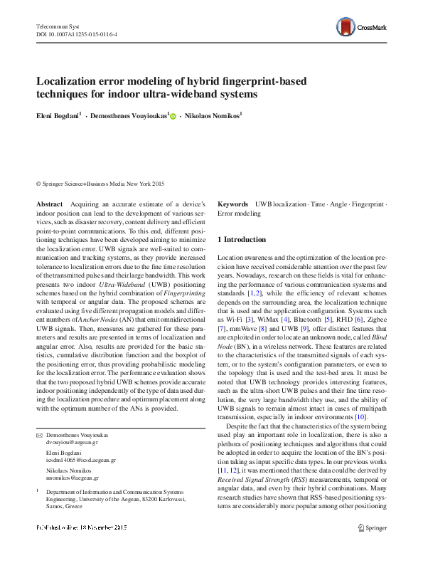 (PDF) Localization error modeling of hybrid fingerprint-based techniques for indoor ultra ...