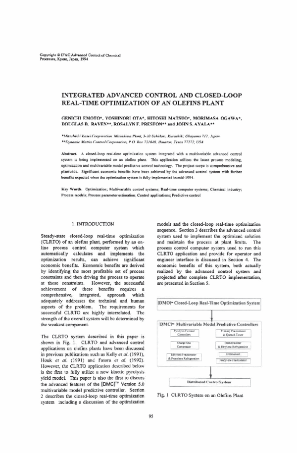 (PDF) Integrated Advanced Control and Closed-Loop Real-Time ...