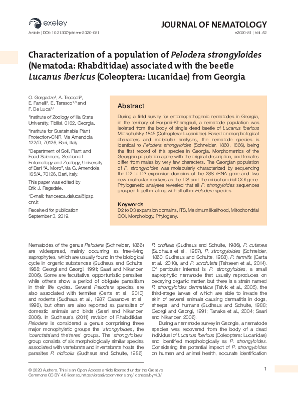 (PDF) Characterization of a population of Pelodera strongyloides ...