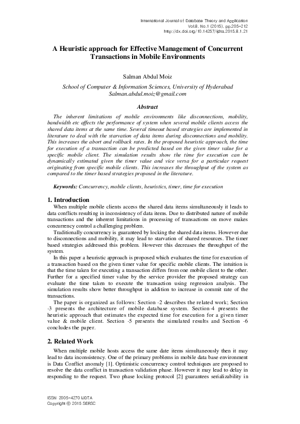 (PDF) A Heuristic approach for Effective Management of Concurrent Transactions in Mobile ...