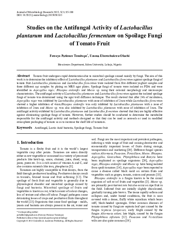 (PDF) Studies on the Antifungal Activity of Lactobacillus plantarum and Lactobacillus fermentum ...