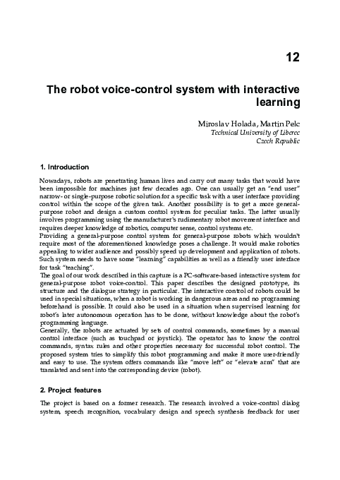 (PDF) The Robot Voice-control System with Interactive Learning