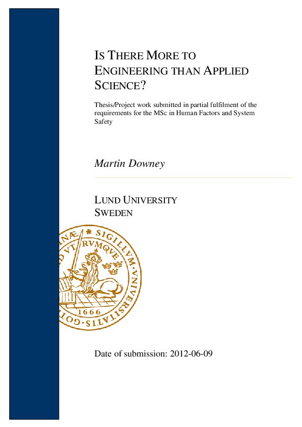(PDF) Is There More to Engineering that Applied Science?