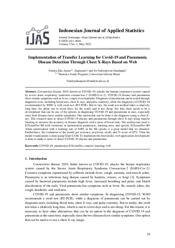 (PDF) Implementation of Transfer Learning for Covid-19 and Pneumonia ...