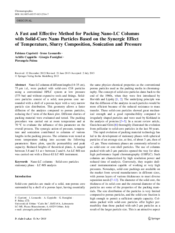 (PDF) A Fast and Effective Method for Packing Nano-LC Columns with Solid-Core Nano Particles ...
