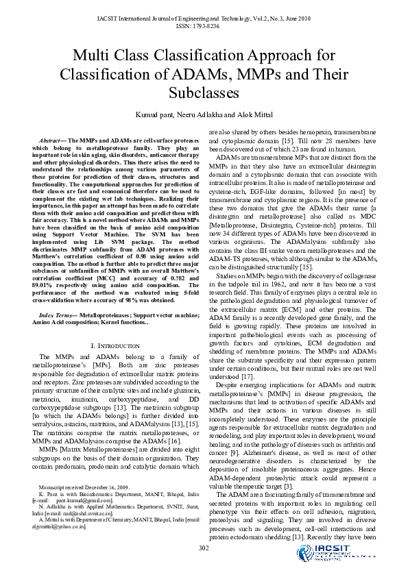 (PDF) Multi Class Classification Approach for Classification of ADAMs ...
