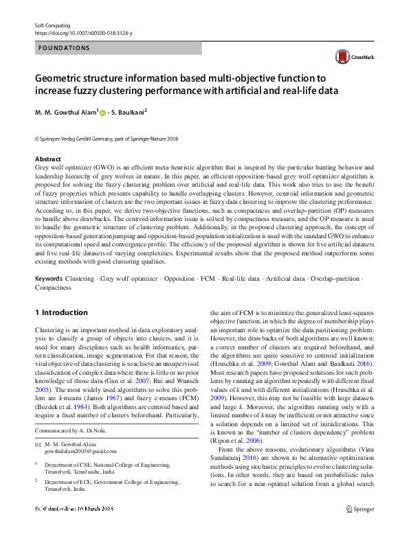 Pdf Geometric Structure Information Based Multi Objective Function To Increase Fuzzy