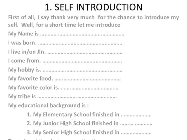 (PDF) 1. SELF INTRODUCTION