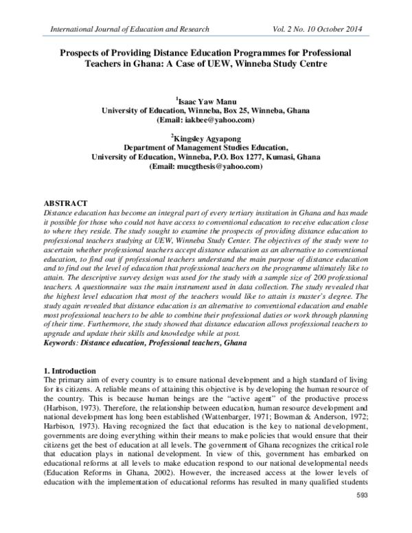 (PDF) Distance Education for Teachers in Ghana
