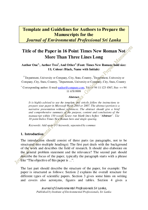 (PDF) Template and Guidelines for Authors to Prepare the Manuscripts ...