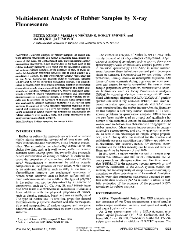 (PDF) Multielement Analysis of Rubber Samples by X-ray Fluorescence