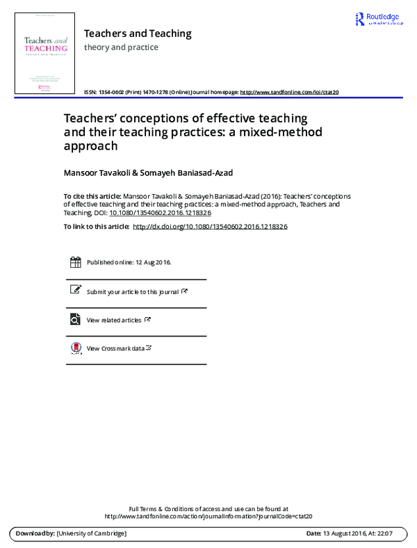 (PDF) Teachers’ conceptions of effective teaching and their teaching ...