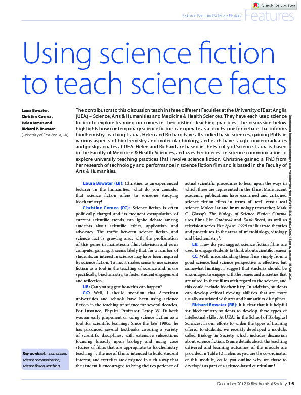 (PDF) Using science fiction to teach science facts