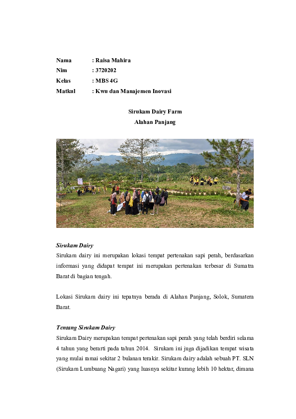 (PDF) Sirukam Dairy Farm Alahan Panjang