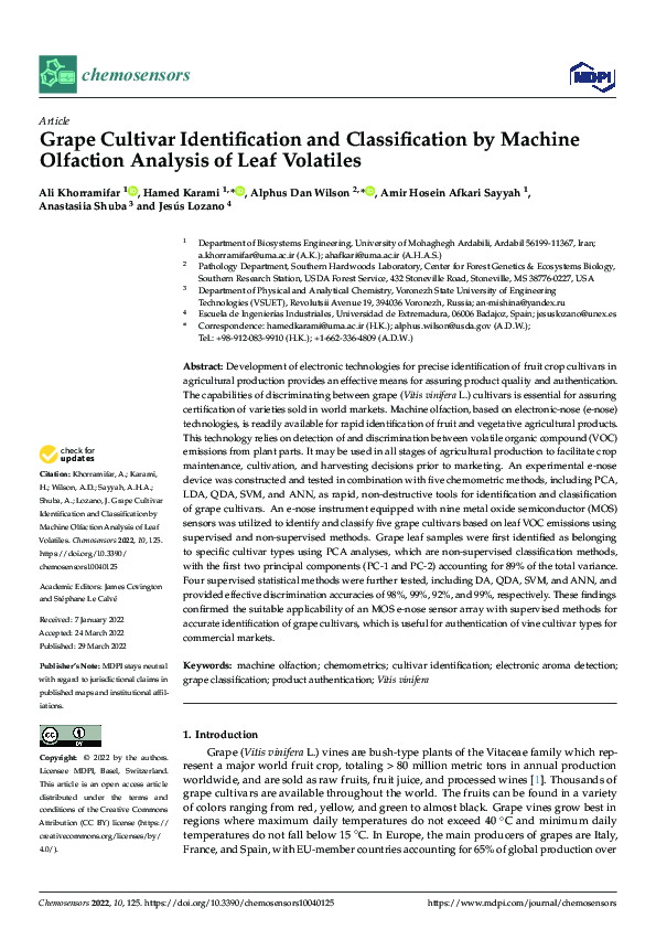 (PDF) Grape Cultivar Identification via Leaf Volatile Analysis