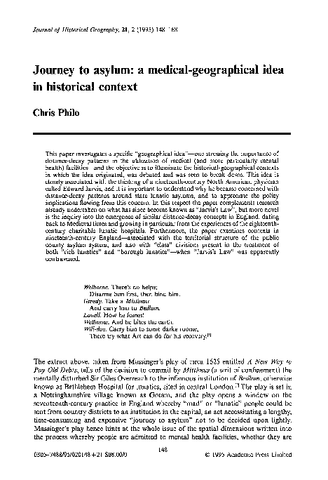 (PDF) Journey to asylum: a medical-geographical idea in historical context