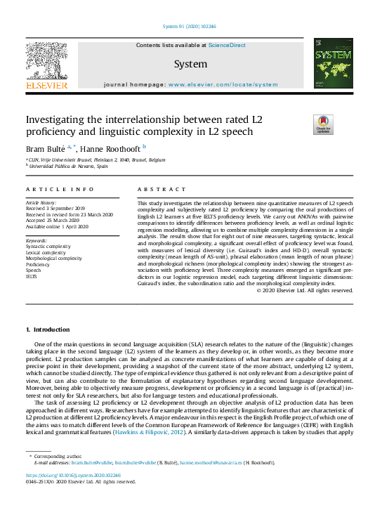 (PDF) Investigating the interrelationship between rated L2 proficiency ... (PDF) Investigating the interrelationship between rated L2 proficiency ...