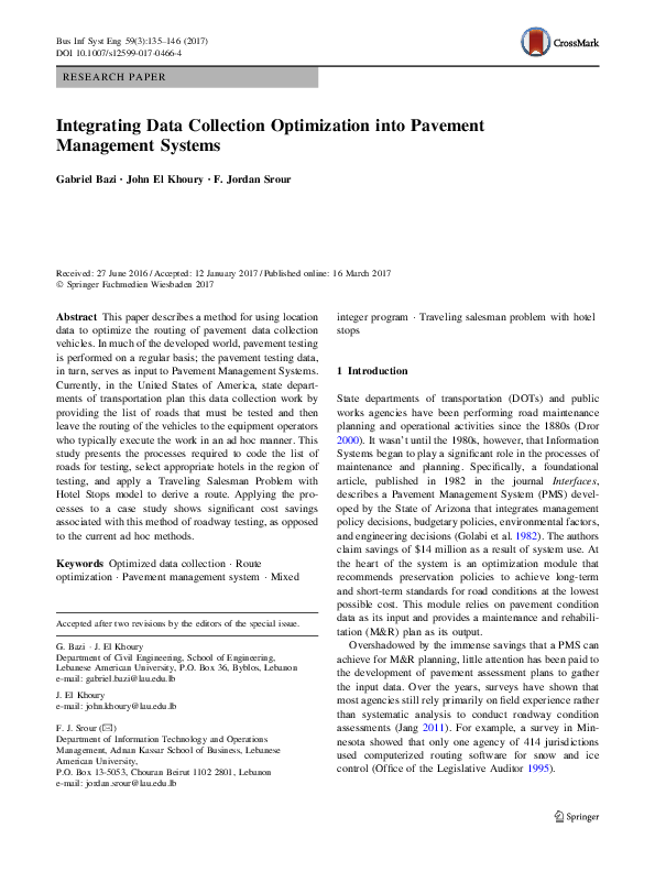 (PDF) Integrating Data Collection Optimization into Pavement Management ...