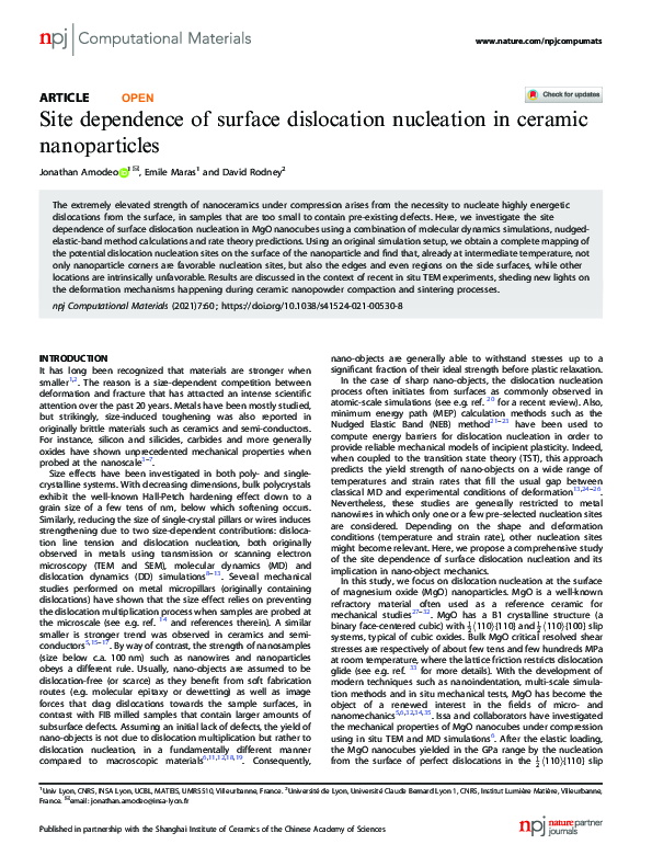(PDF) Dislocation Nucleation in Ceramic Nanoparticles
