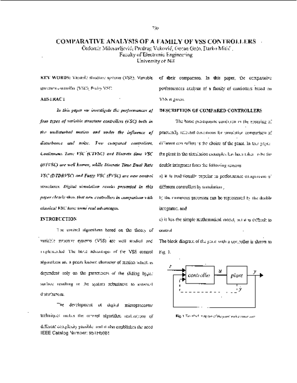 (PDF) Comparative analysis of a family of VSS controllers
