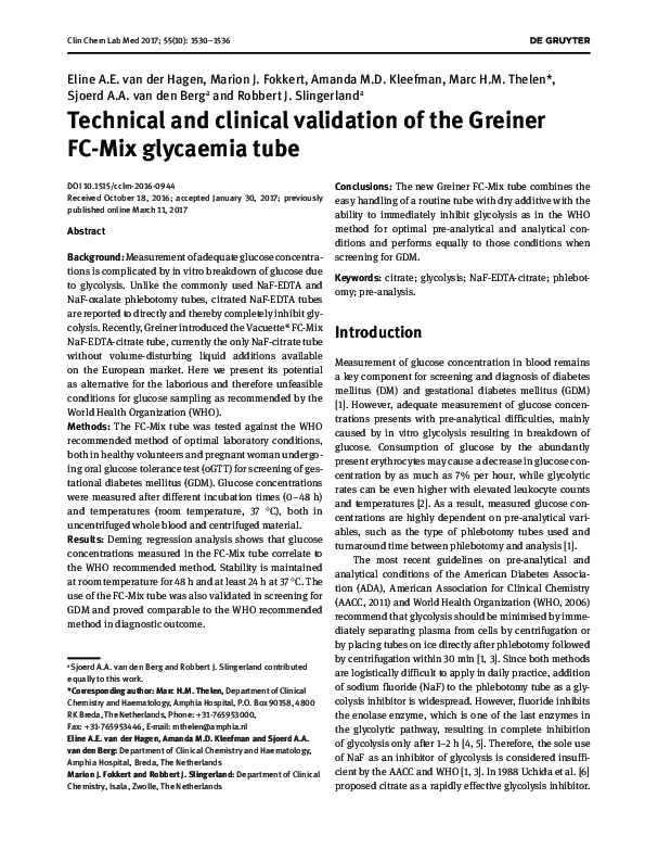 (PDF) Technical and clinical validation of the Greiner FC-Mix glycaemia ...