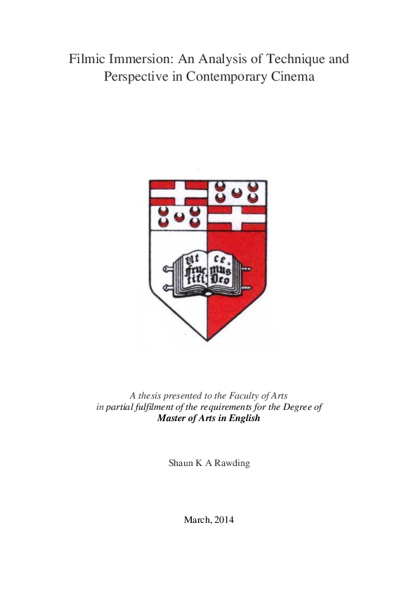 (PDF) Filmic immersion : an analysis of technique and perspective in ...