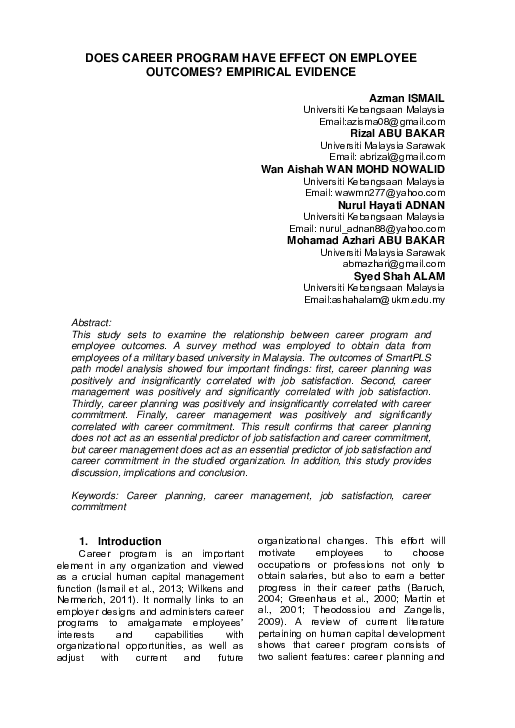 (PDF) Does Career Program Have Effect on Employee Outcomes? Empirical Evidence