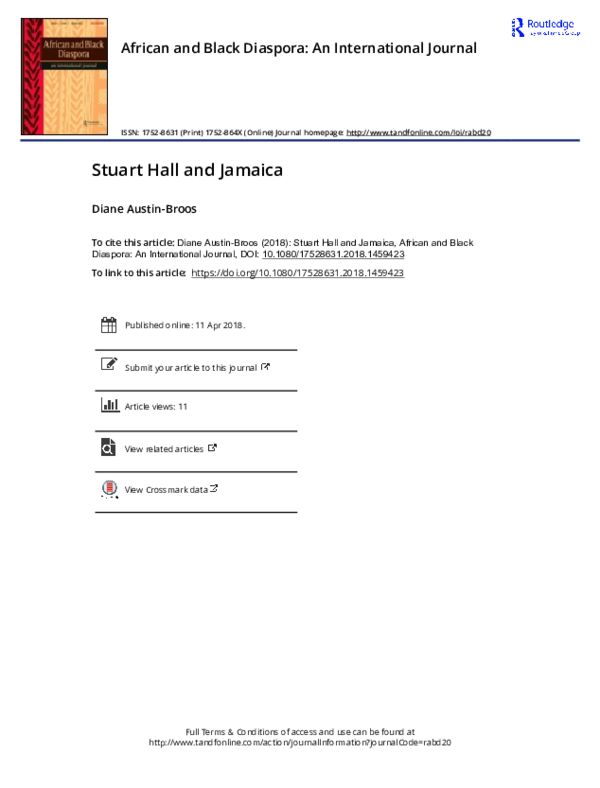 (PDF) Stuart Hall and Jamaica