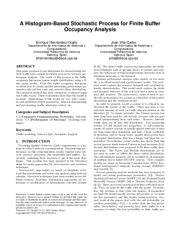 Pdf A Histogram Based Stochastic Process For Finite Buffer Occupancy Analysis