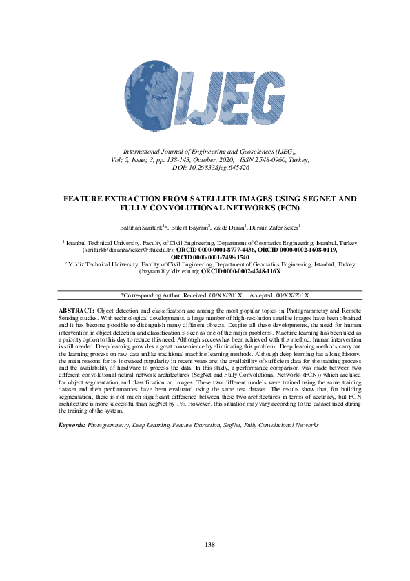 Pdf Feature Extraction From Satellite Images Using Segnet And Fully